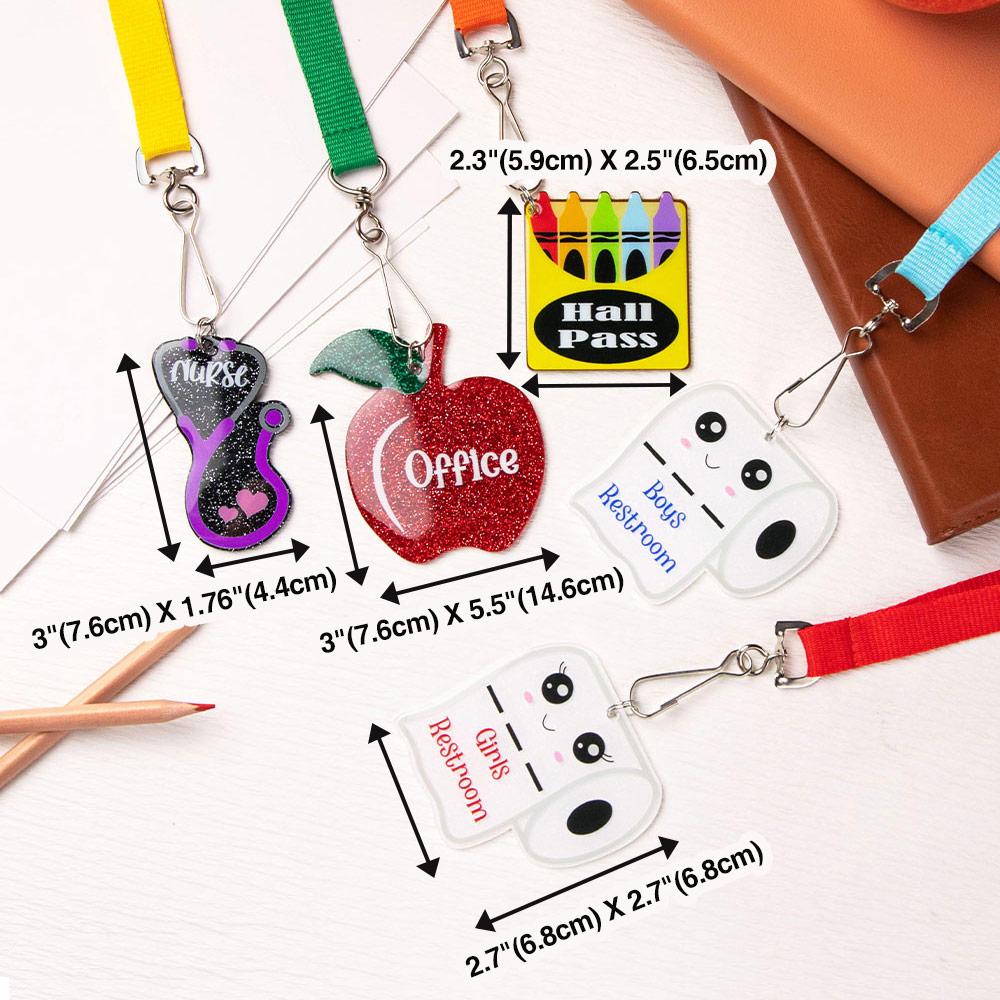 Personalized Acrylic Classroom Hall Passes Glitter Cute Element Name ...