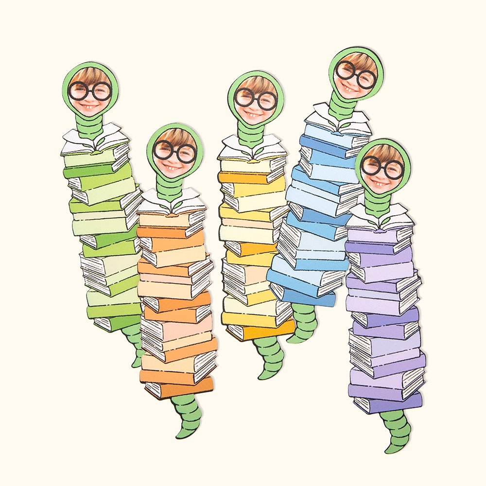 Personalized Cute Bookworm Bookmark Set of 5 Reading Accessory with ...