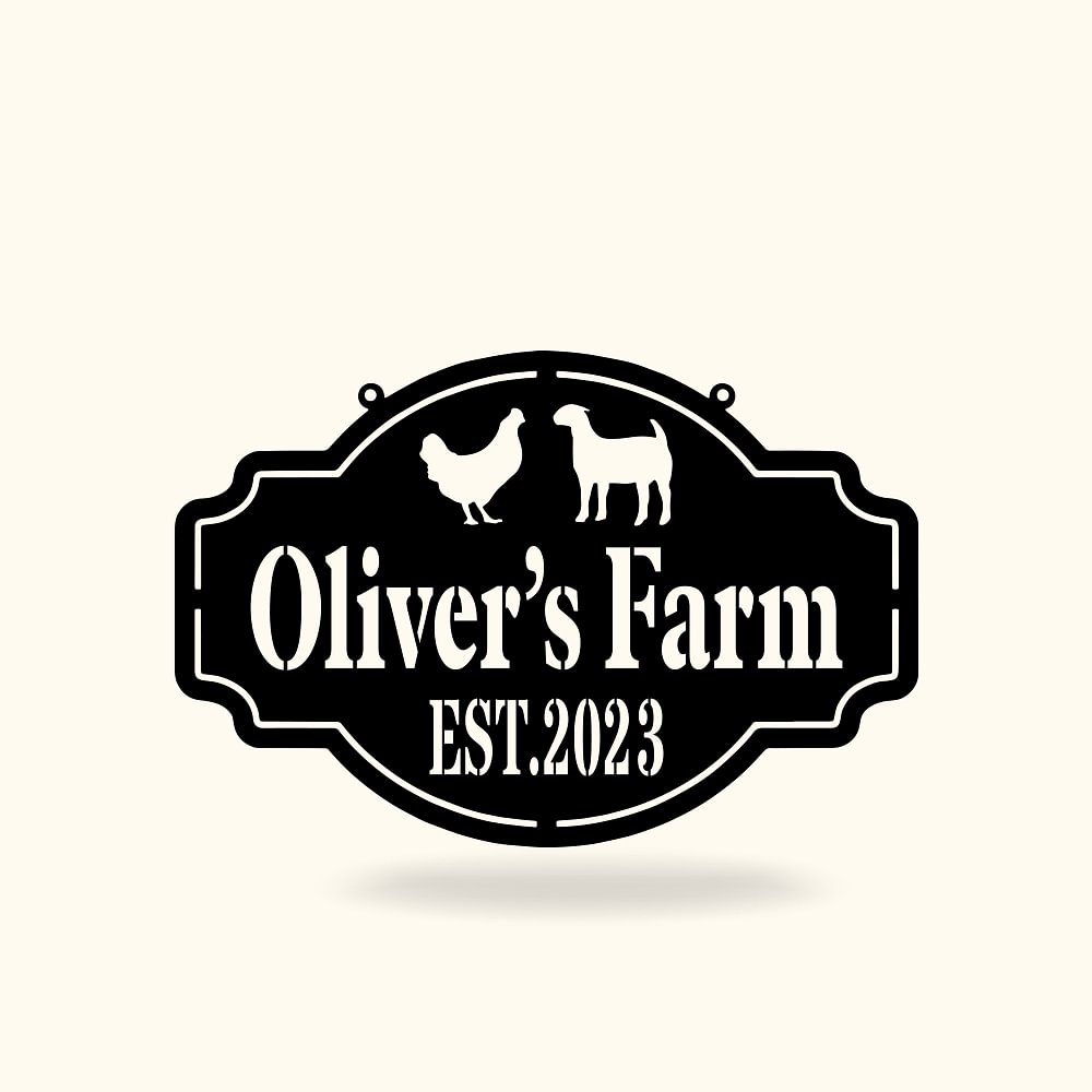 Personalised Chicken and Goat Farm Metal Sign with Name Wall Art Decor ...