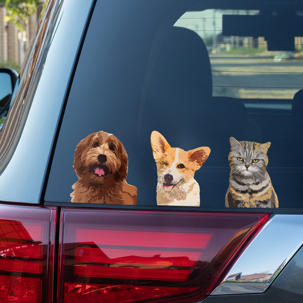 Personalized Peering Pet Portrait Photo Car Decal Sticker Funny Cute ...