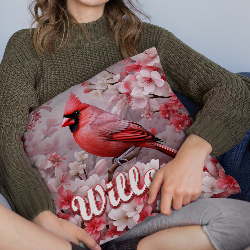 Personalized Cardinal Floral Pattern Throw Pillow Cover 3D Print Effect ...