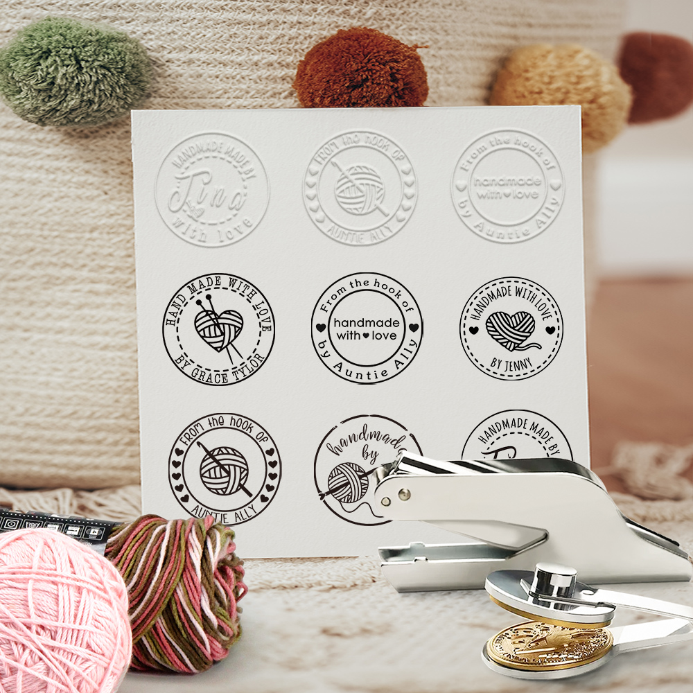 Personalized Knitting Book Embosser Stamp with Name - CALLIE