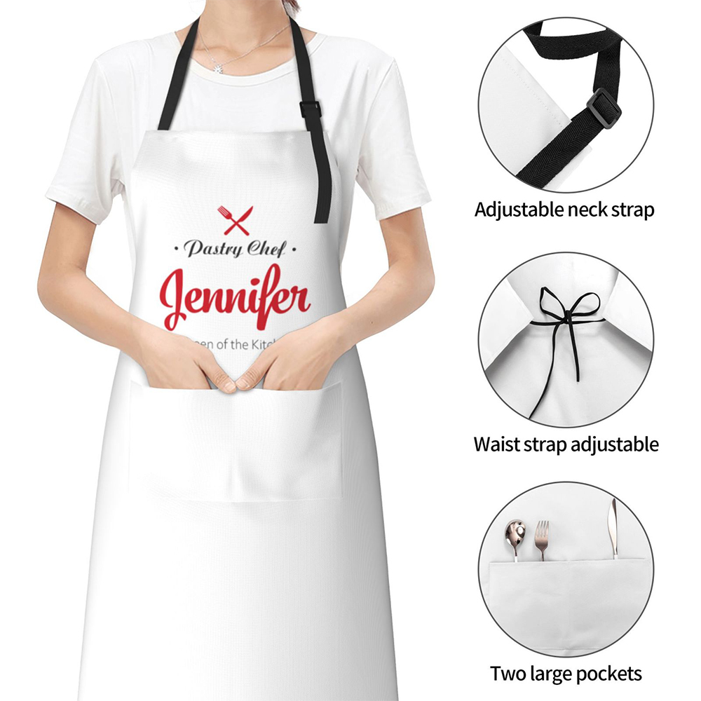 Personalized Waterproof Cooking Apron with 2 Pockets Adjustable Neck ...
