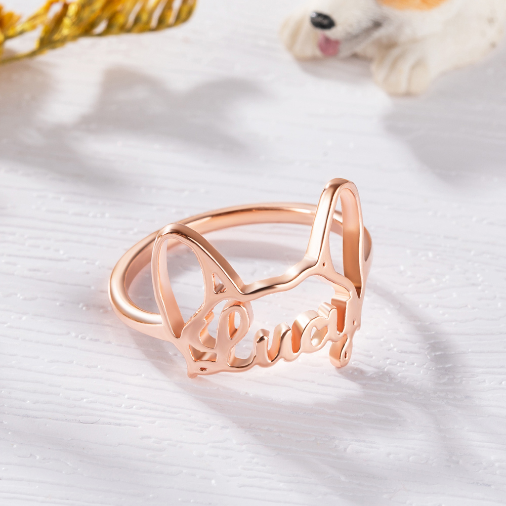 Personalized Dog Breed Ears Ring with Engraved Name Jewelry Gift for ...