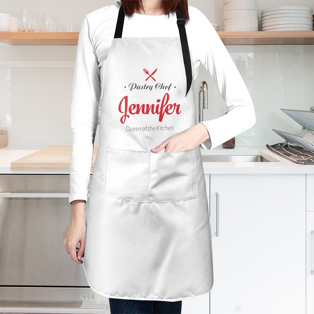 Personalized Waterproof Cooking Apron with 2 Pockets Adjustable Neck ...