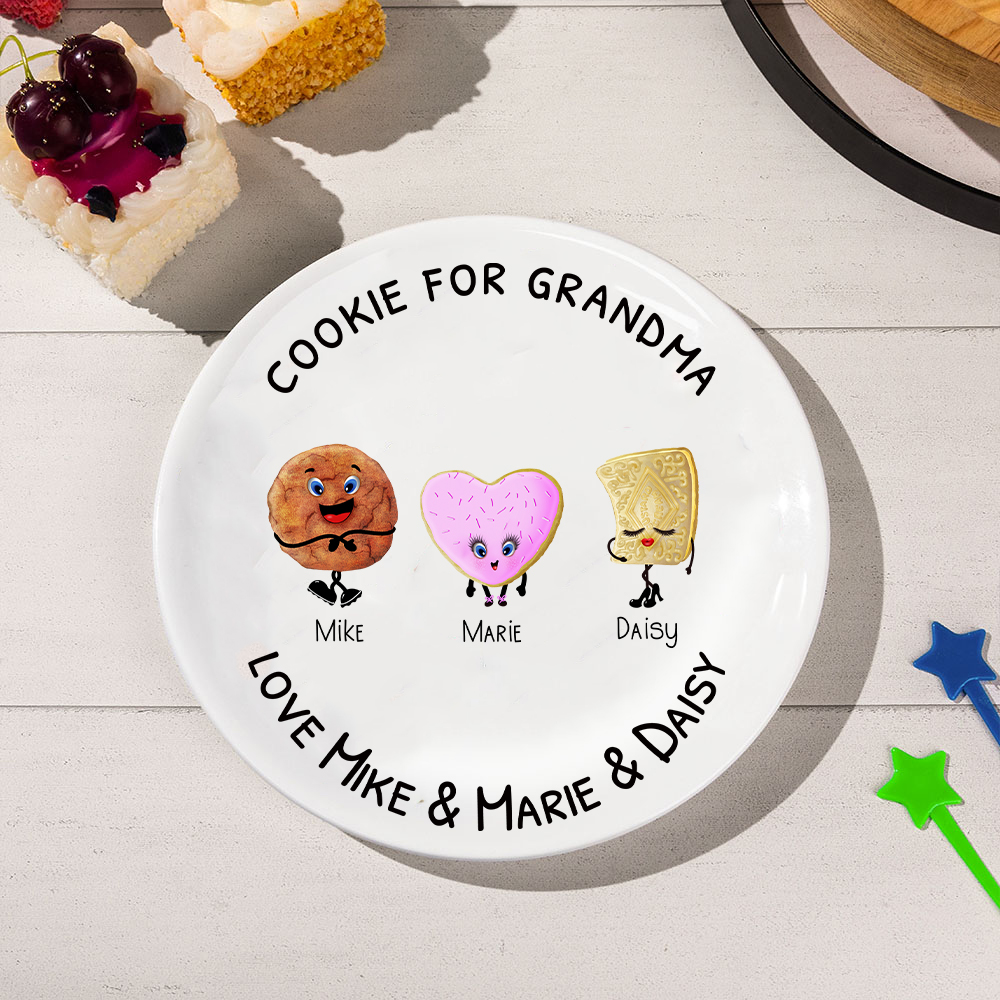 Personalized Ceramic Grandma's Cookie Plate with Kids Grandkids Names ...