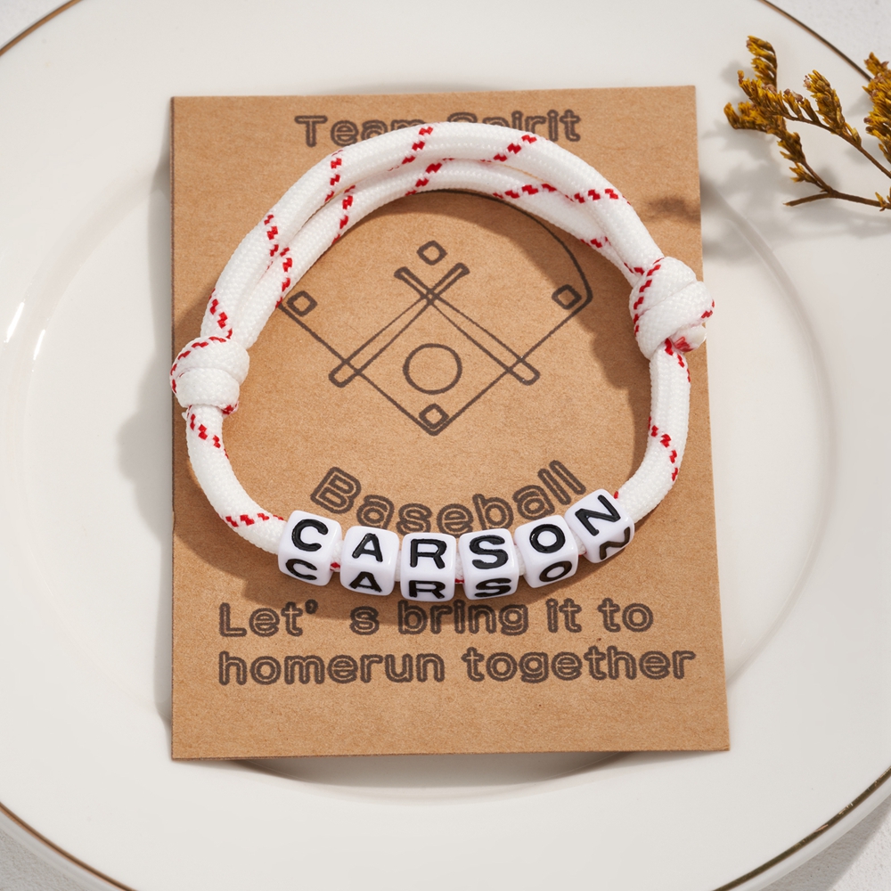 Personalized Handmade Baseball Adjustable Bead Bracelet with Name Sport ...