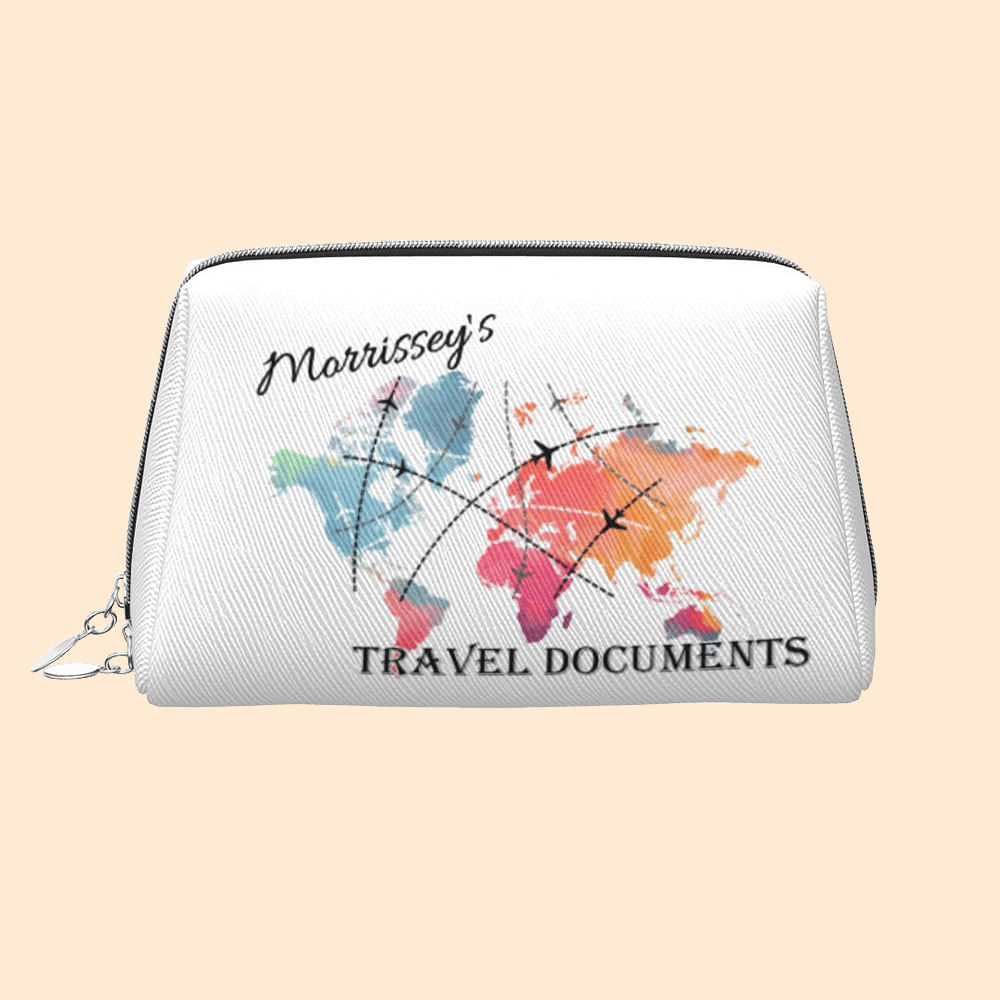 Personalized Colorful Leather Travel Large Capacity Document Holder Zip ...