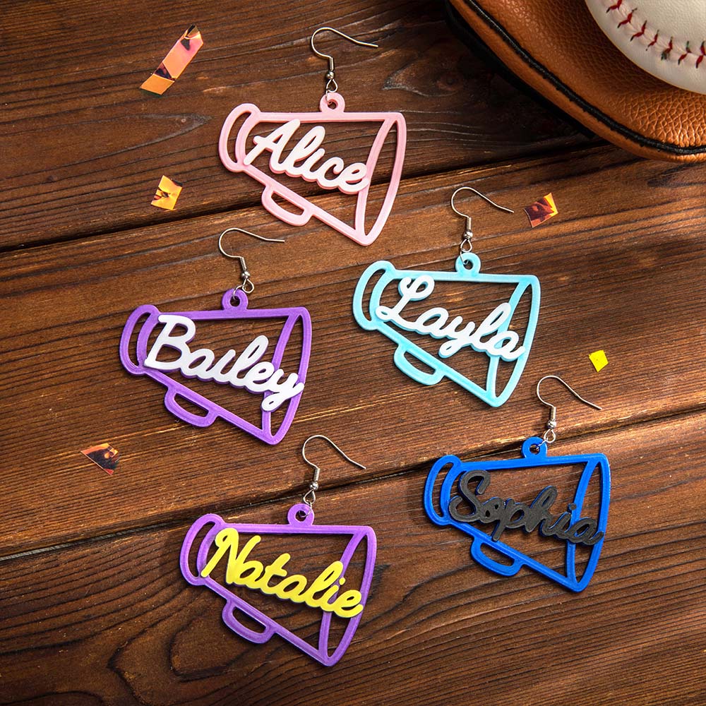 Personalized 3D Printed Earrings Cheerleader Megaphone Earrings with ...