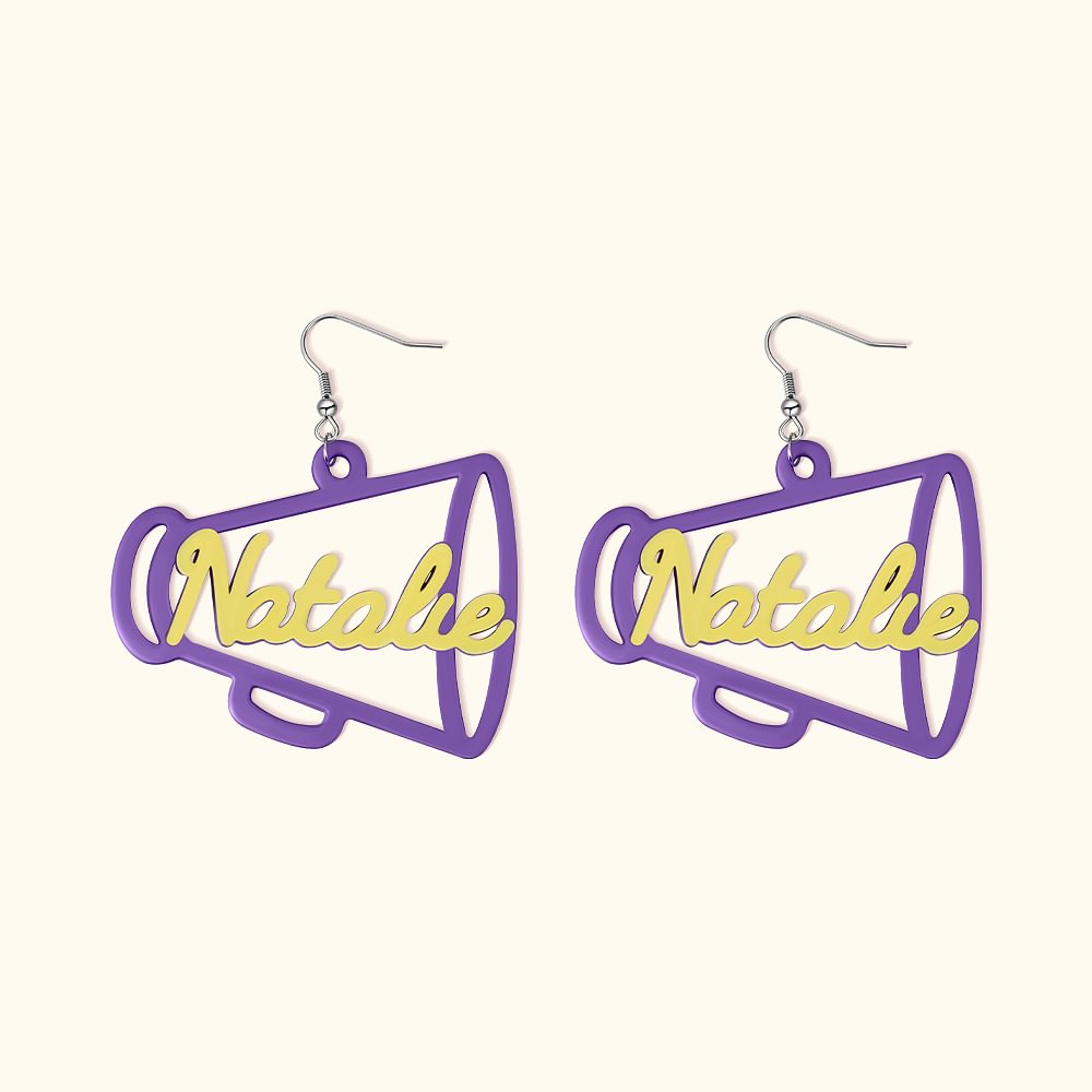 Personalized 3D Printed Earrings Cheerleader Megaphone Earrings with ...