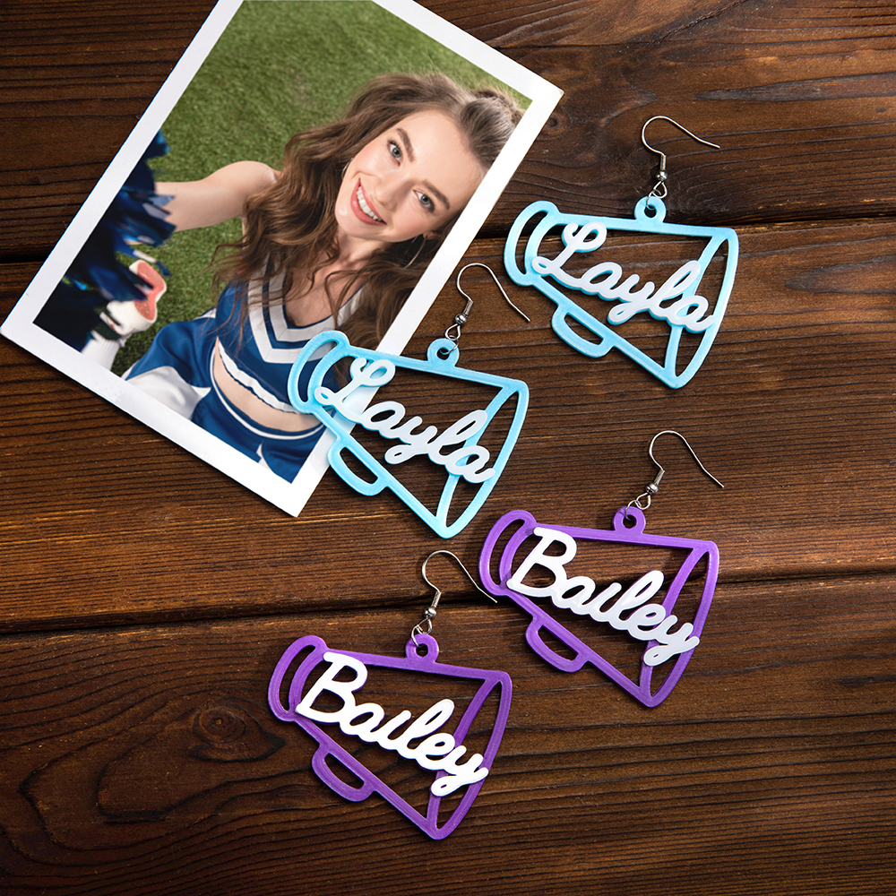 Personalized 3D Printed Earrings Cheerleader Megaphone Earrings with ...