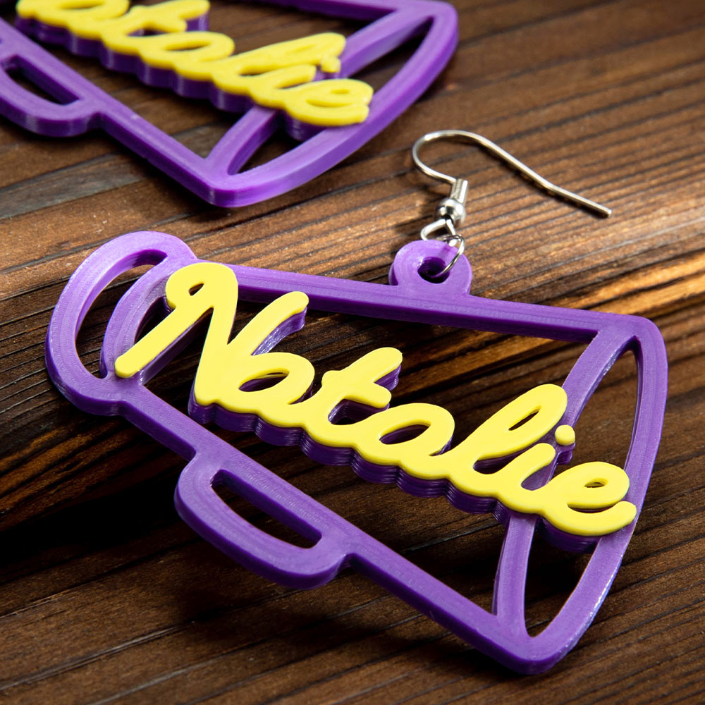 Personalized 3D Printed Earrings Cheerleader Megaphone Earrings with ...