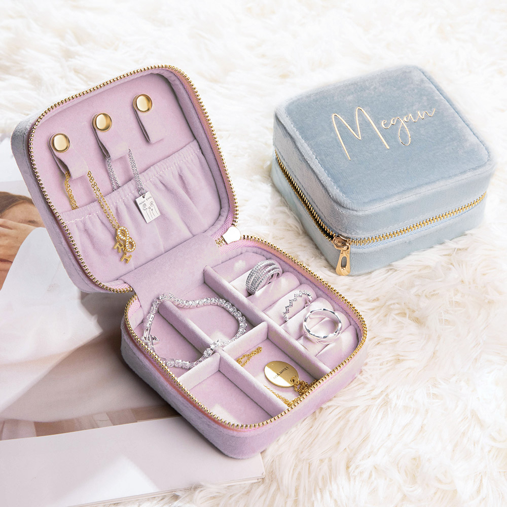 Personalized Portable Jewelry Case with Name Travel Jewelry Box - CALLIE