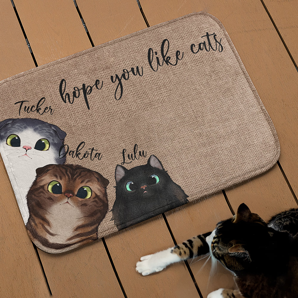 Personalized Hope You Like Cats Doormat Cute Cat Mat Pet Theme Home ...