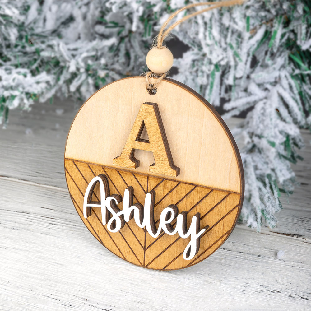 Personalized 3D Wooden Handmade Rustic Ornament with Cutting Name ...