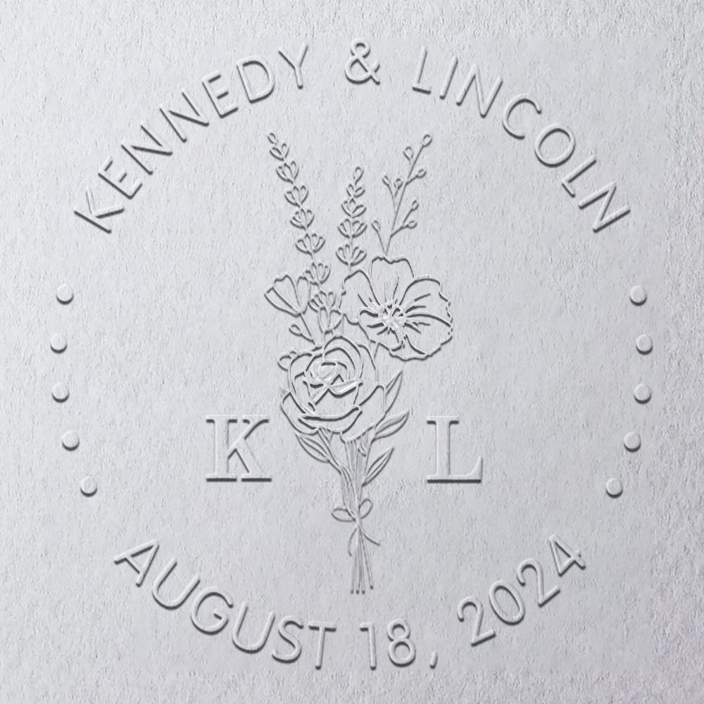 Personalised Birth Flowers Bouquet Embossing Stamp with Name Hand Held ...