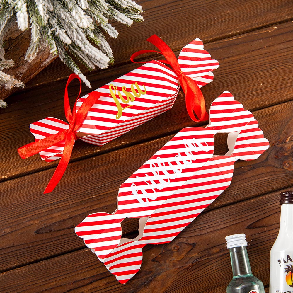 Personalized Candy Cane Christmas Cracker Name Place Gift Box Table ...