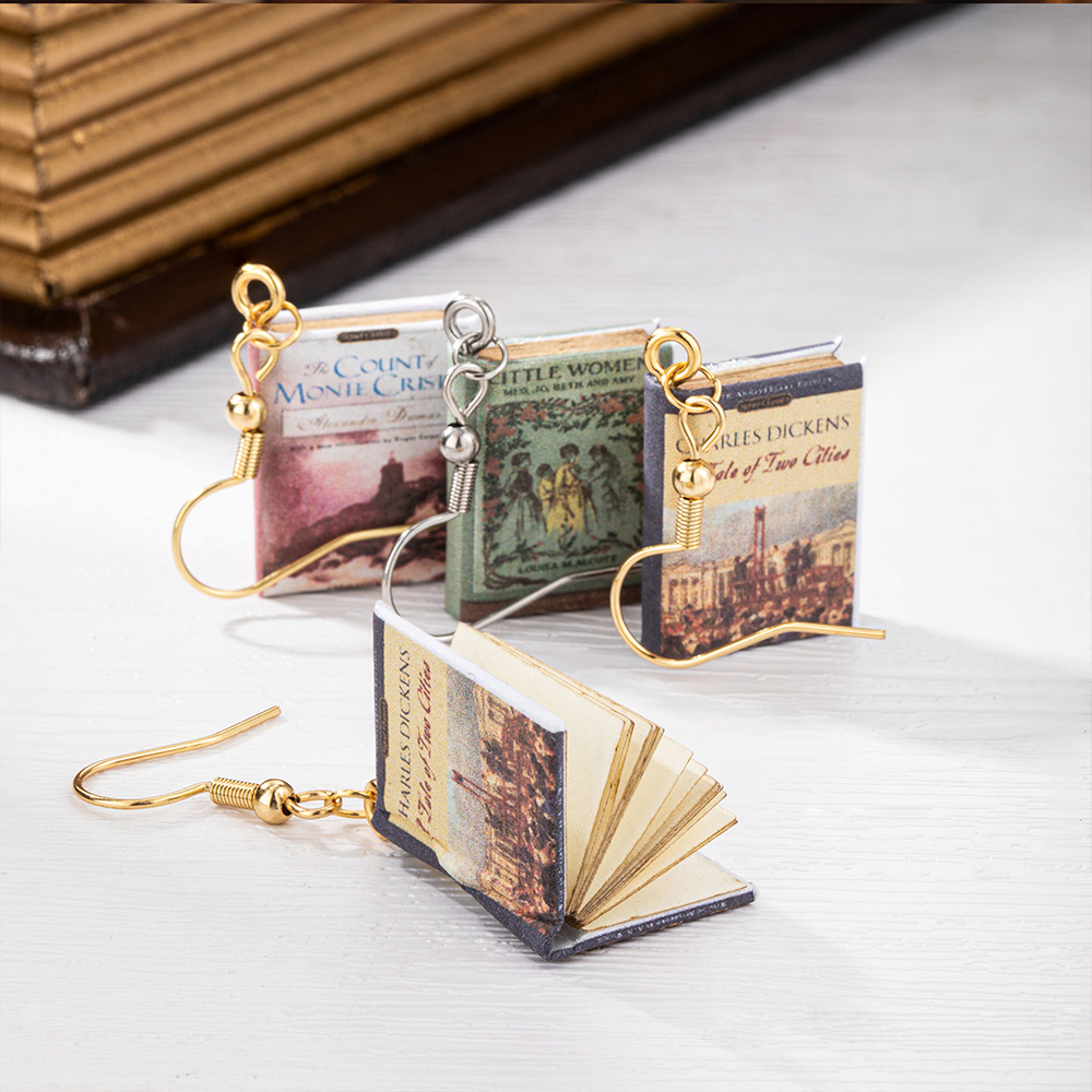 Personalized Miniature Book Cover Dangle Drop Earrings for Book Lovers ...