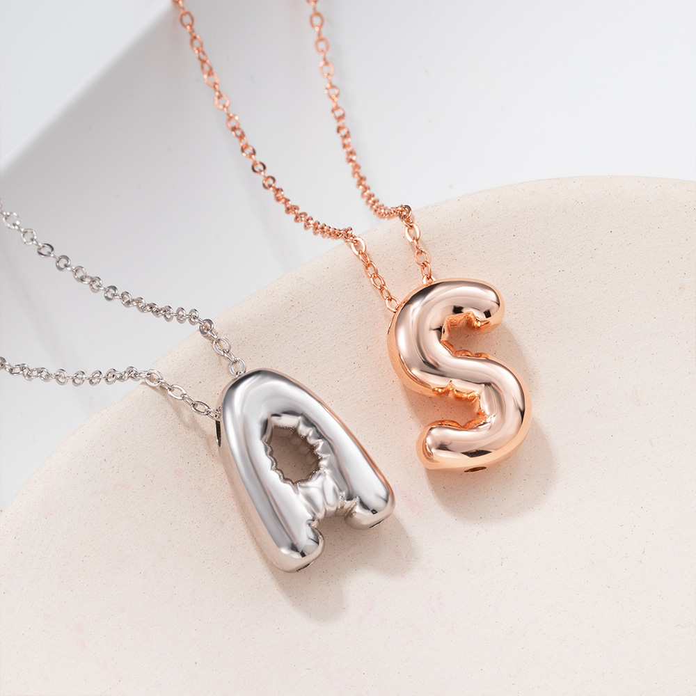 Personalized Bubble Letter Balloon 3D Necklace Initial Alphabet ...