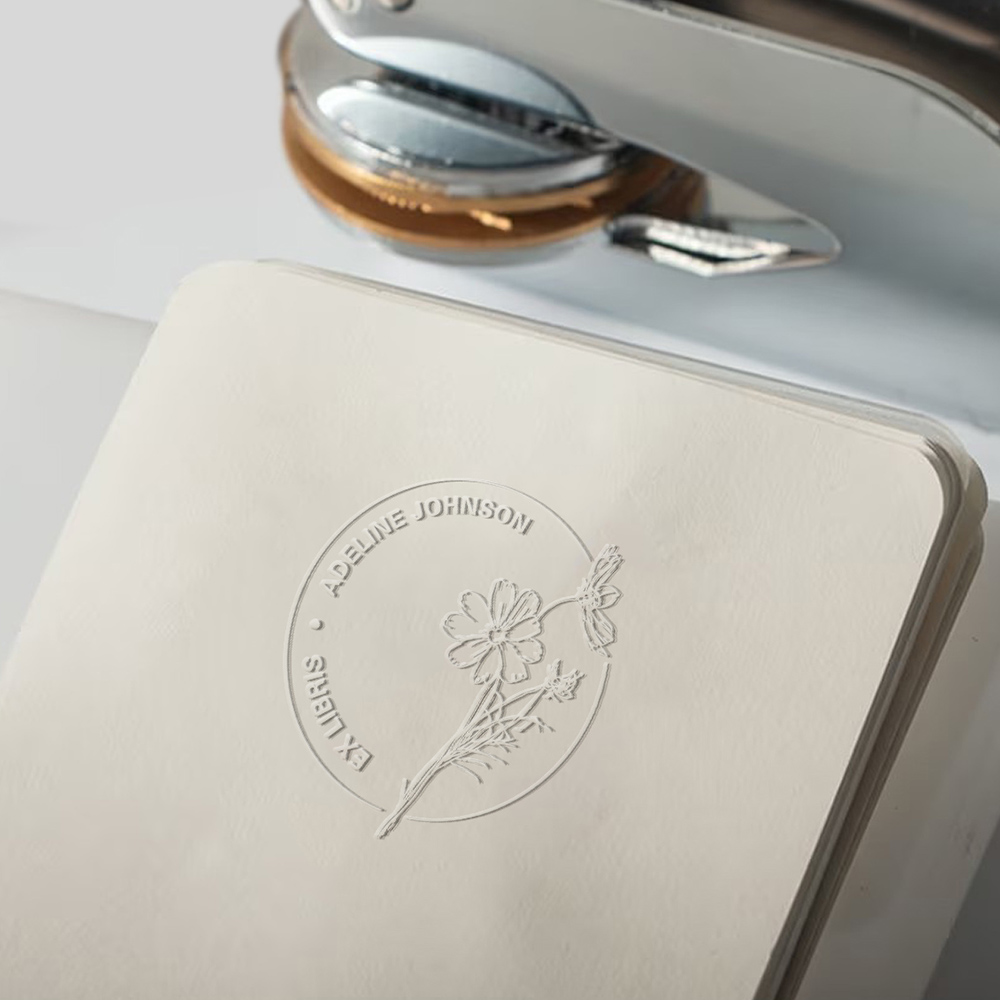 Personalised Exlibris Birth Flower Book Embosser Hand Held Embosser ...