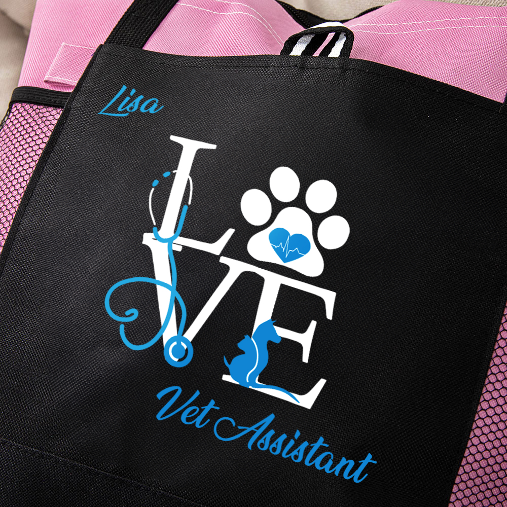 Personalized Love Veterinary Technician Tote Bag with Name Large ...