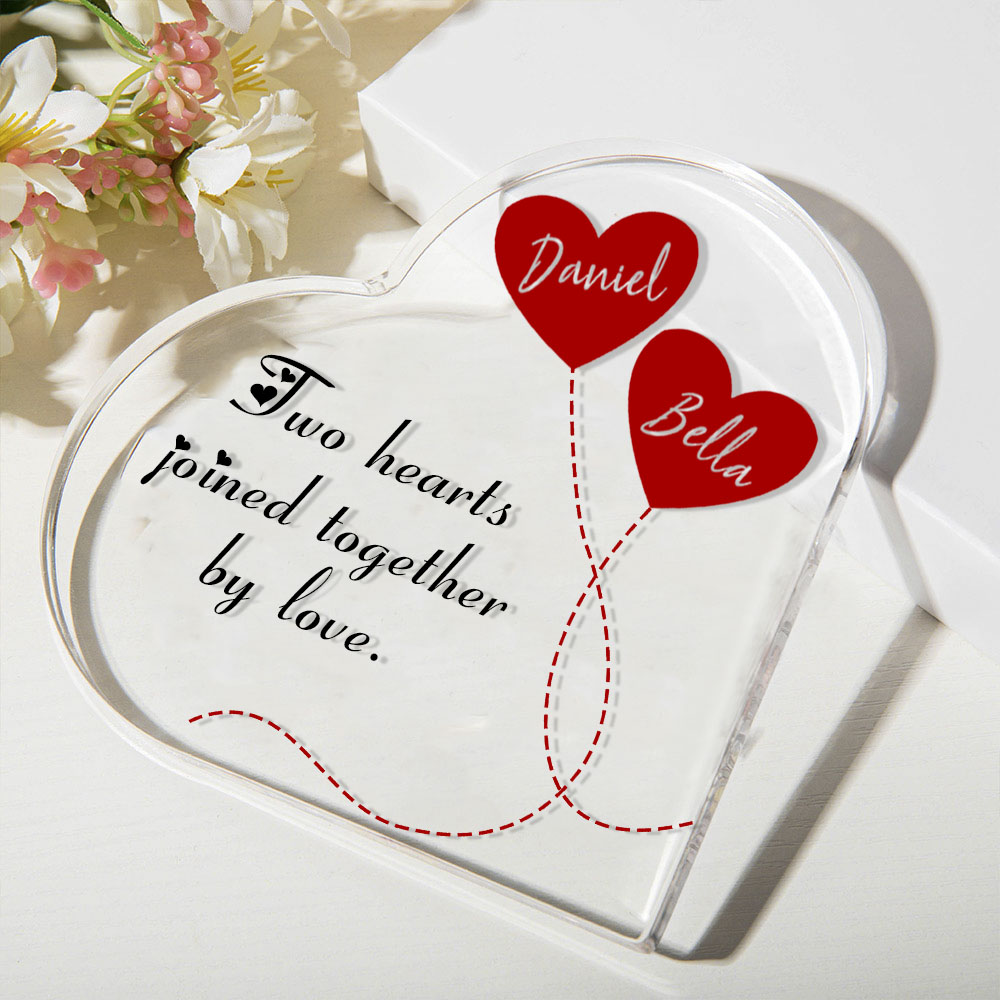 Personalized Two Hearts Jointed Together by Love Heart Acrylic Plaque ...