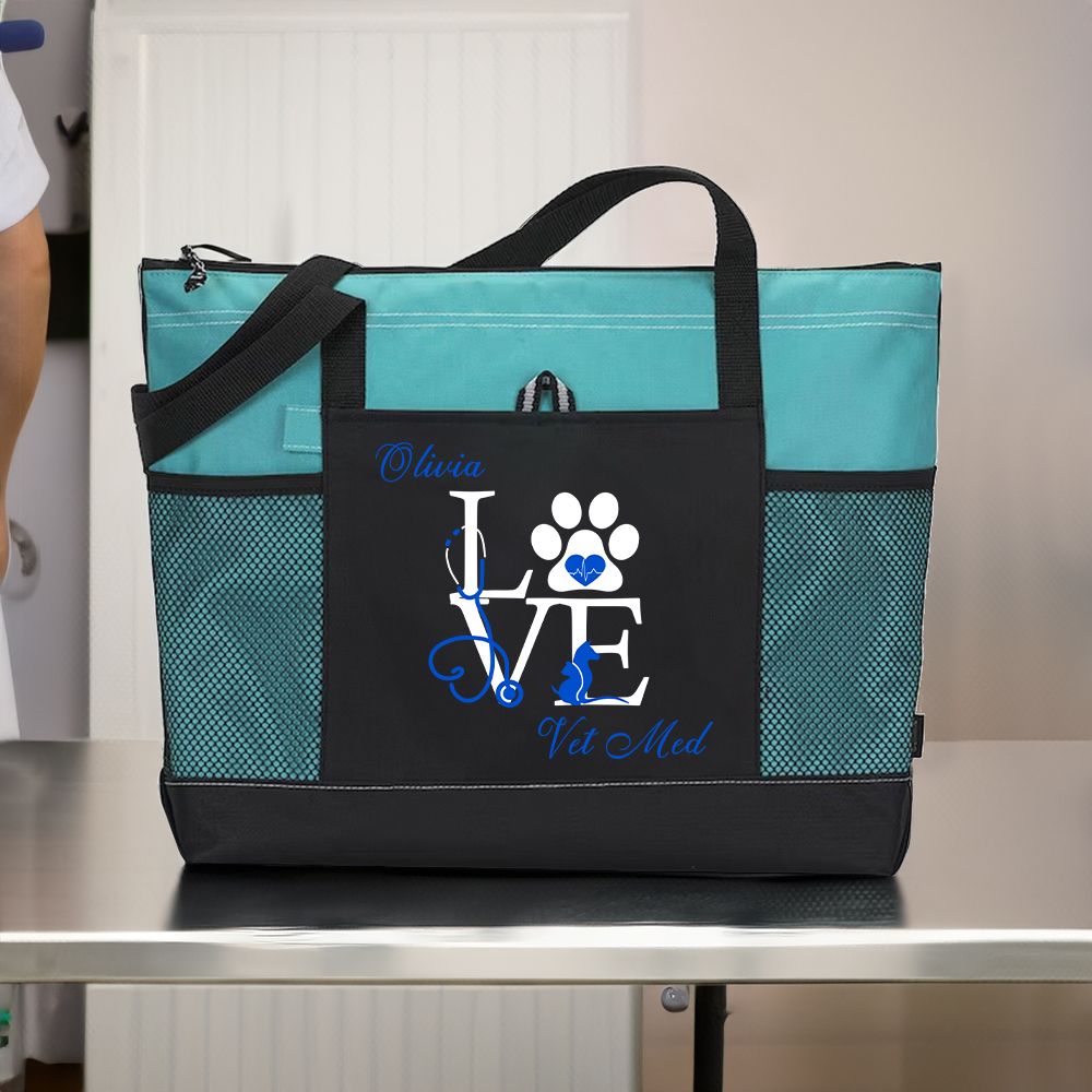 Personalized Love Veterinary Technician Tote Bag with Name Large ...