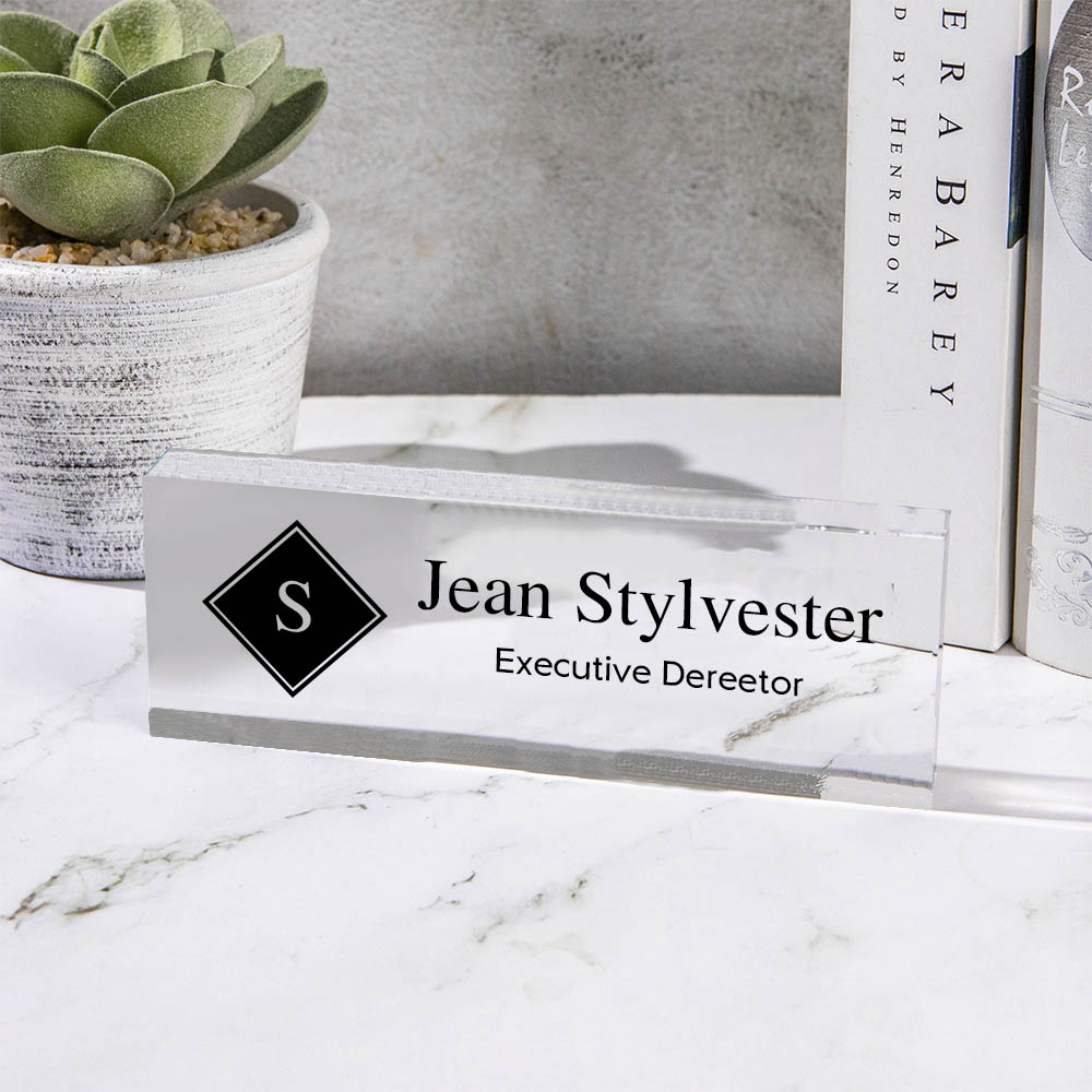 Personalized Acrylic Name Sign Desk Nameplate Office Decor Congratulate ...