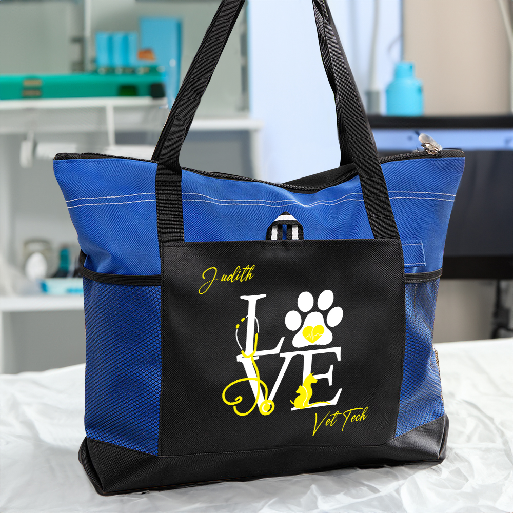 Personalized Love Veterinary Technician Tote Bag with Name Large ...