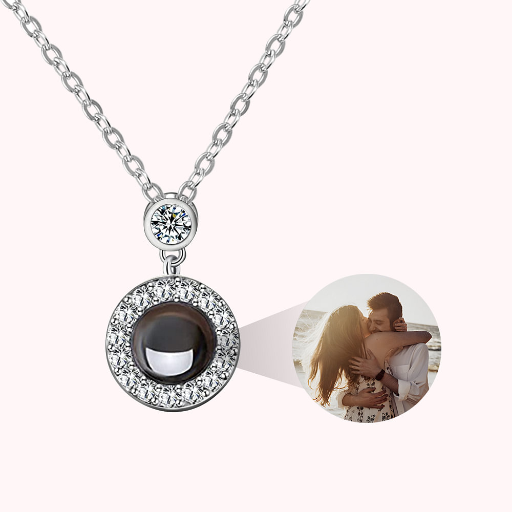 Collier Photo Projection Personnalisée Bijoux en Zircon Style ...