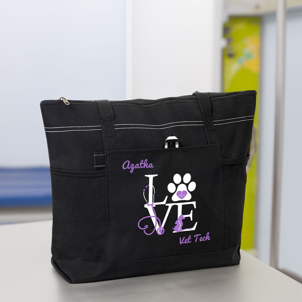 Personalized Love Veterinary Technician Tote Bag with Name Large ...