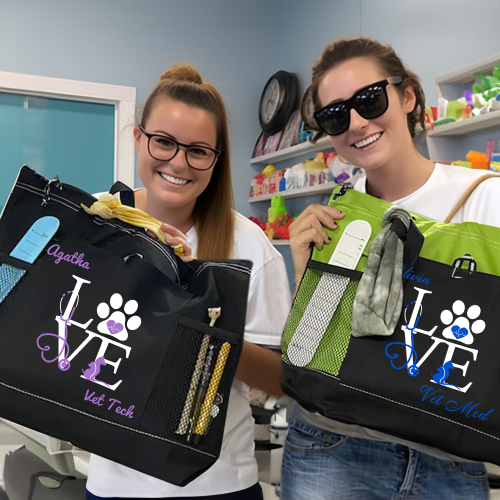Personalized Love Veterinary Technician Tote Bag with Name Large ...