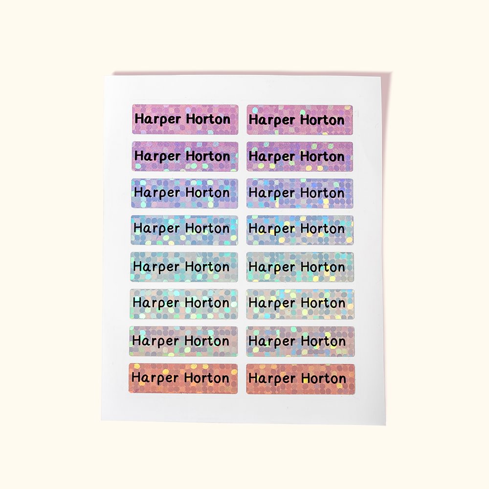 Personalized Cute Laser Sequin Stickers Waterproof Labels with Kid Name ...