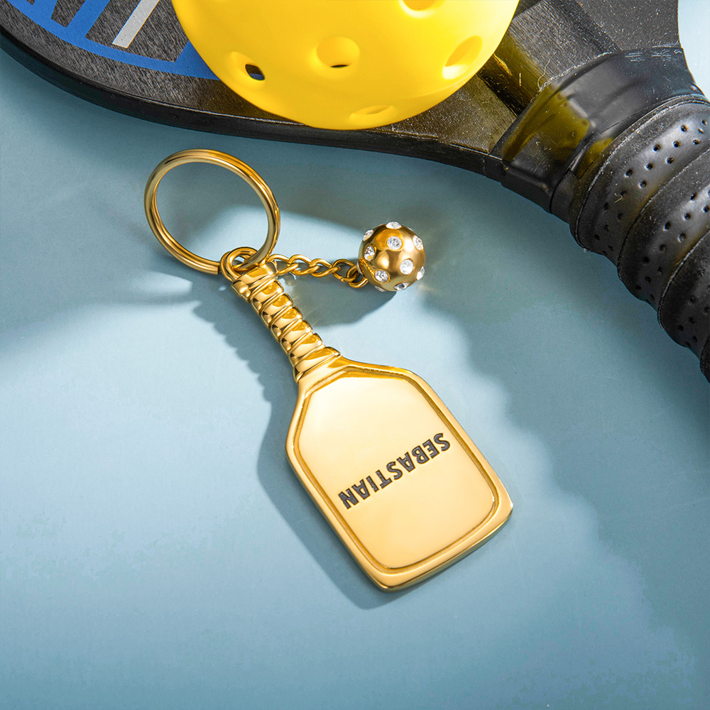 Personalized Engraved Pickleball Paddle Stainless Steel Name Keychain ...