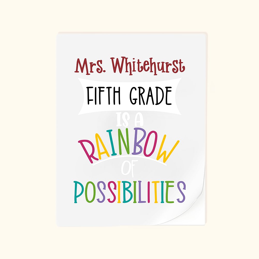 Personalized Rainbow of Possibilities Vinyl Classroom Wall Decal with ...