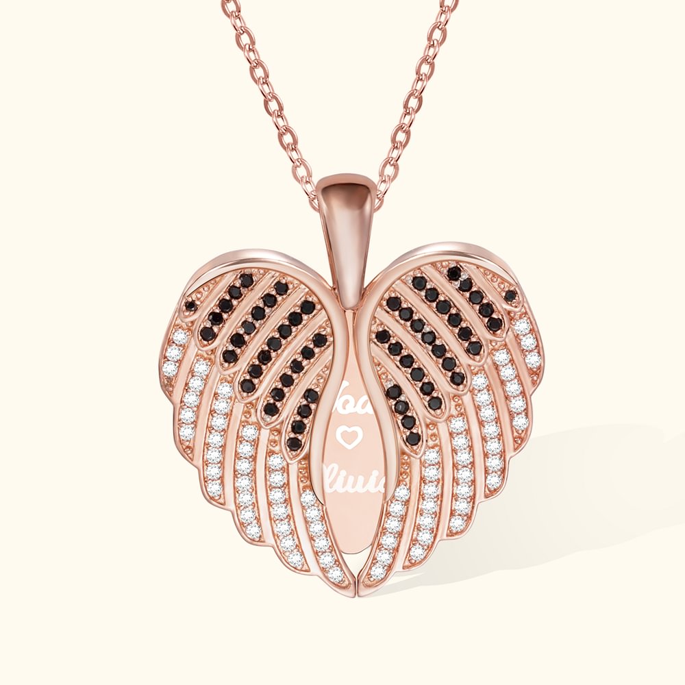 Personalized Angel Wings Necklace with Name Women Zircon Jewelry ...