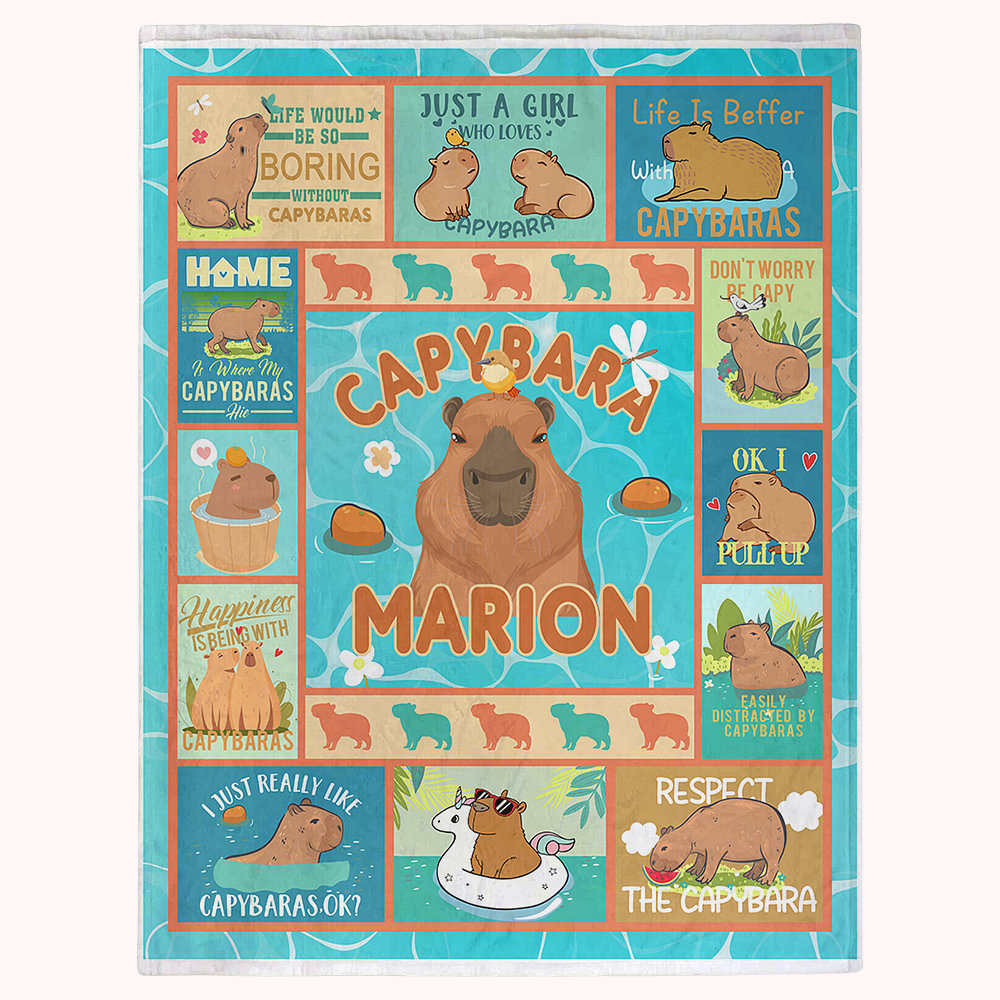 Personalized Capybara Happy Life Blanket Super Soft Couch Blanket with ...