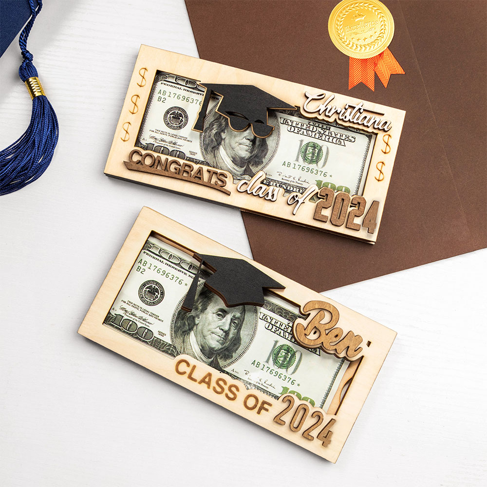 Personalized Graduation Cap Wooden Money Holder with Name Funny Cash ...