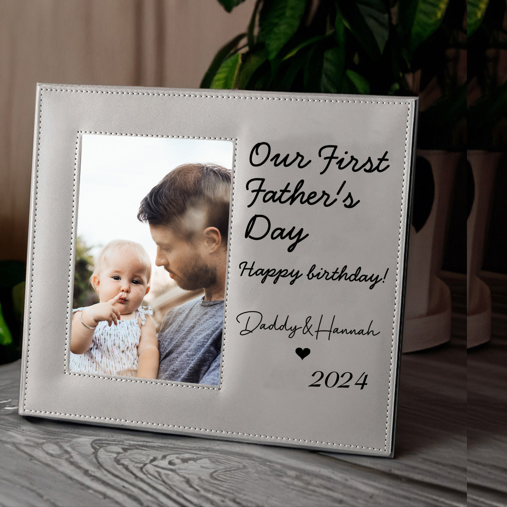 Personalized Our First Father's Day Photo Frame with Folding Stand and ...