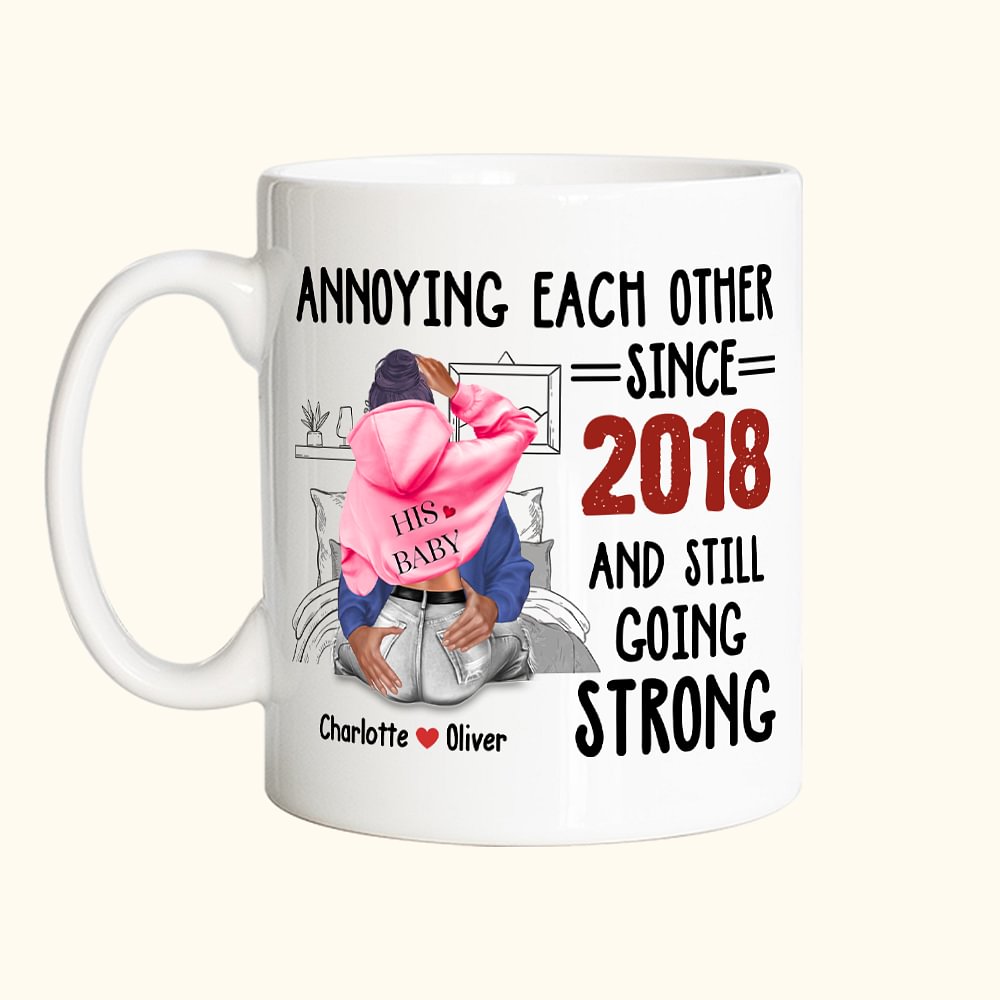 Personalized White Ceramic Mug with Bed Couple |Callie - CALLIE