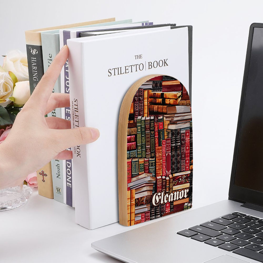 Personalized 1 Pair Bookends for Shelves Library Book Retro Design with ...