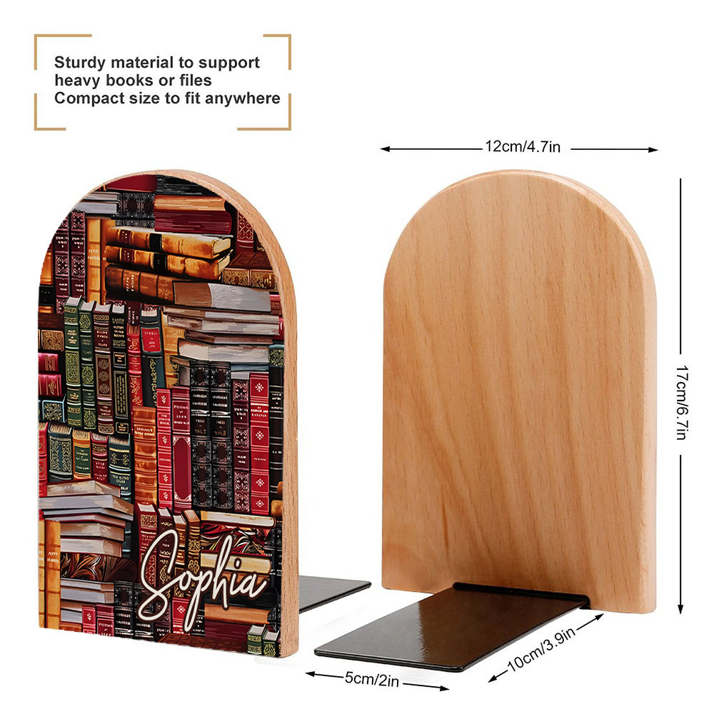 Personalized 1 Pair Bookends for Shelves Library Book Retro Design with ...