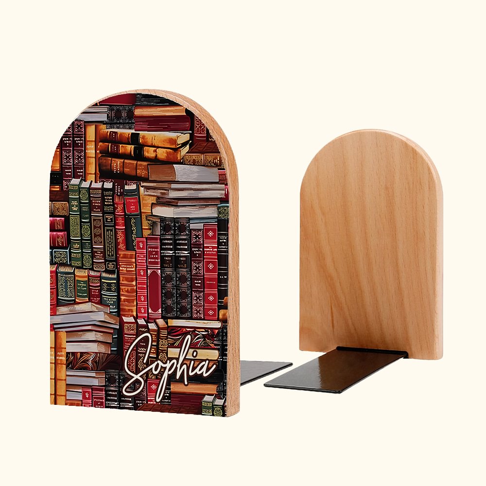 Personalized 1 Pair Bookends for Shelves Library Book Retro Design with ...