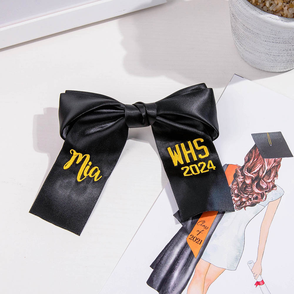 Personalized Embroidery Graduation Cap Bow - CALLIE