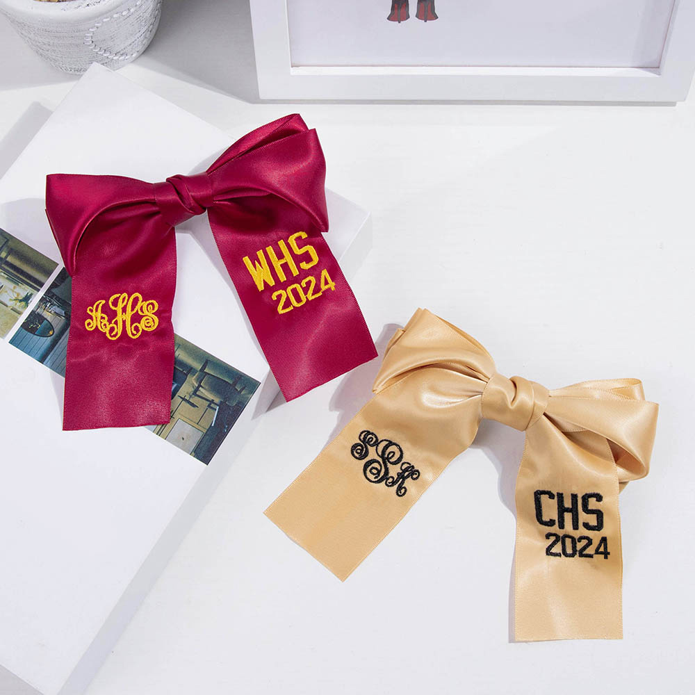 Personalized Embroidery Graduation Cap Bow - CALLIE
