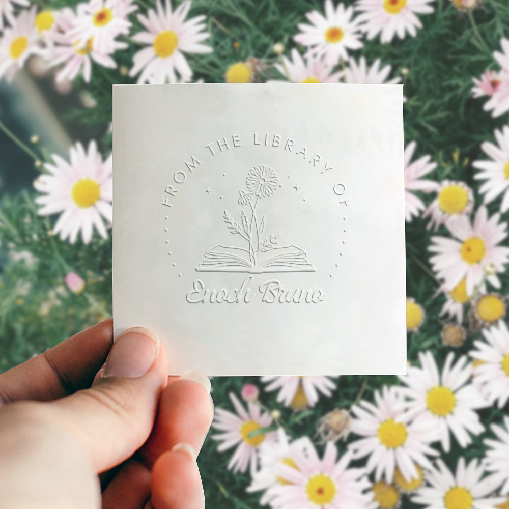 Custom Birth Flower Library Embossing Stamp - CALLIE