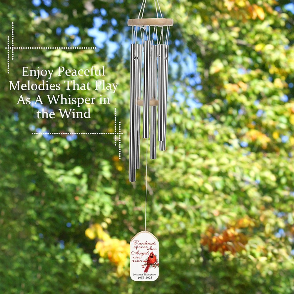 Personalized Photo Cardinal Wind Chimes with Name Outdoor Accessories ...