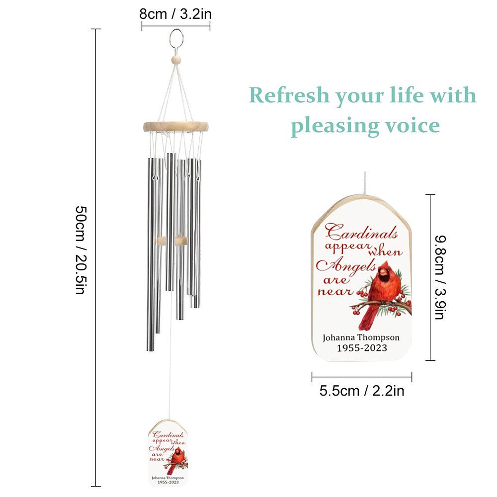 Personalized Photo Cardinal Wind Chimes with Name Outdoor Accessories ...