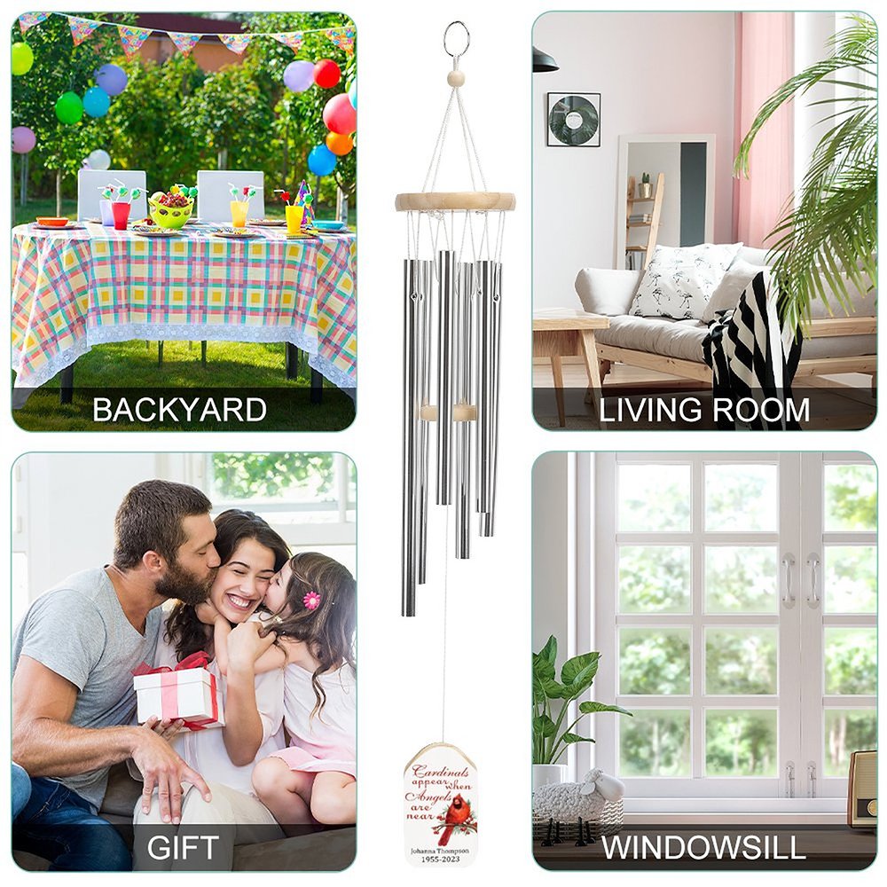 Personalized Photo Cardinal Wind Chimes with Name Outdoor Accessories ...