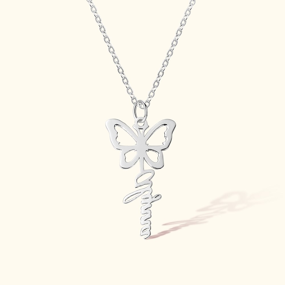 Personalisierte zierliche hohle Geburt Schmetterling Halskette mit Namen Geburtstag Geschenk für ...